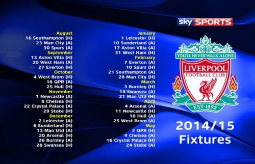 #YNWA : Liverpool's 2014/2015 Full Fixture List - ULIZA LINKS NEWS